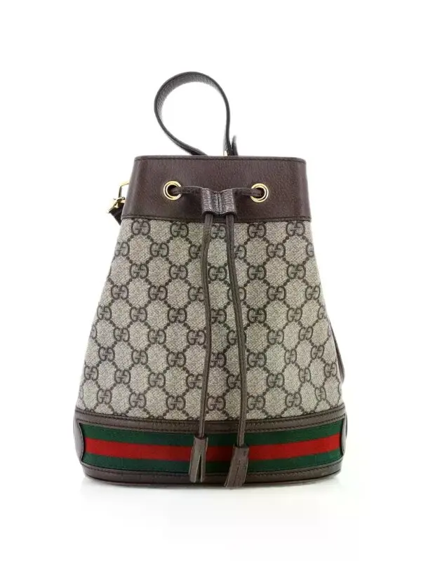Gucci Ophidia Gg Coated Canvas Small Bucket Bag - Brown