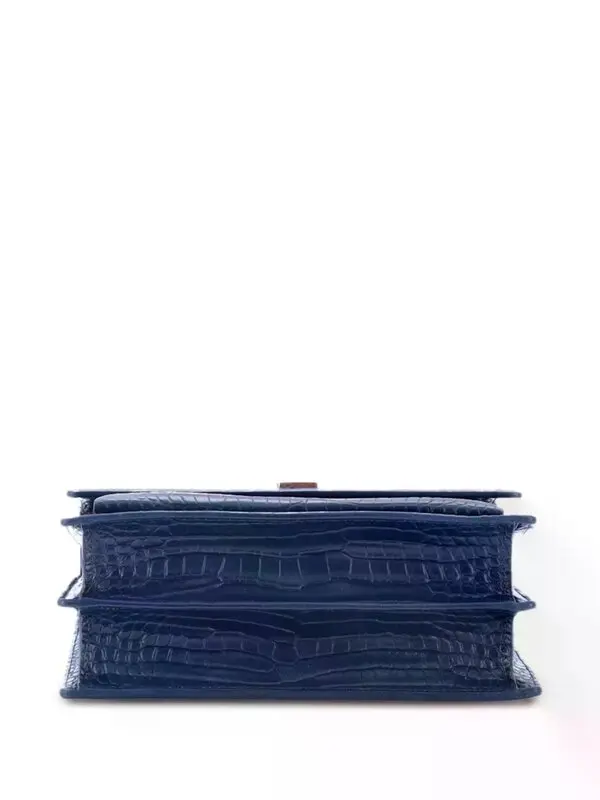 Saint Laurent Sunset Medium Crocodile Embossed Leather Crossbody Bag - Blue