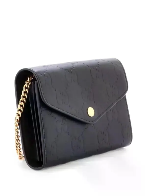 Gucci Envelope Wallet On Chain Guccissima Leather Shoulder Bag - Black