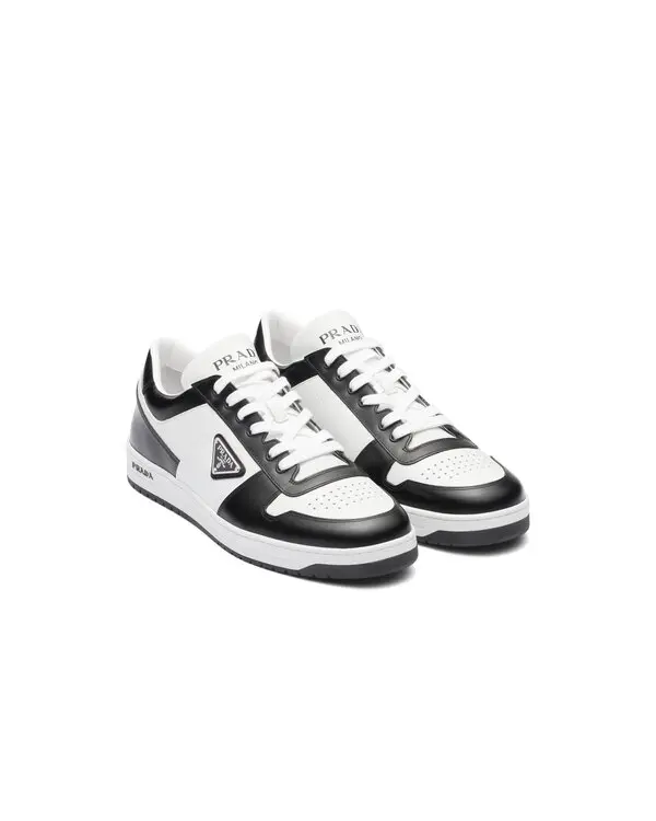 Prada Downtown Leather Sneakers - White/black