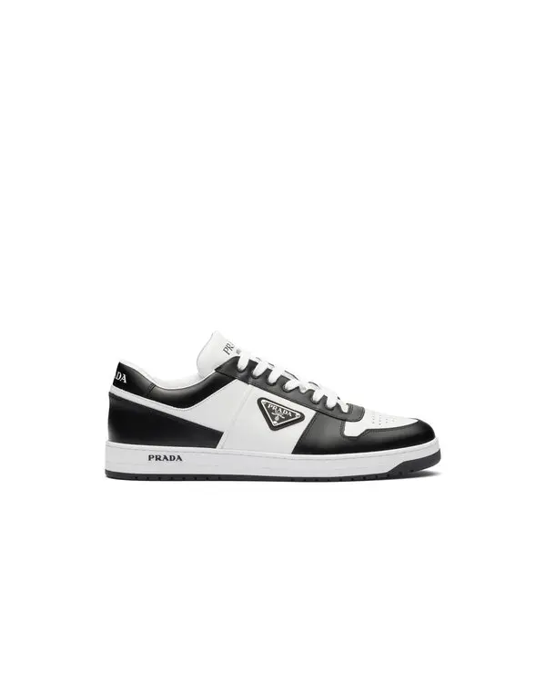 Prada Downtown Leather Sneakers - White/black