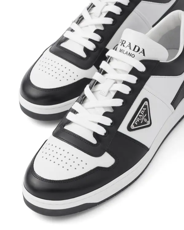 Prada Downtown Leather Sneakers - White/black