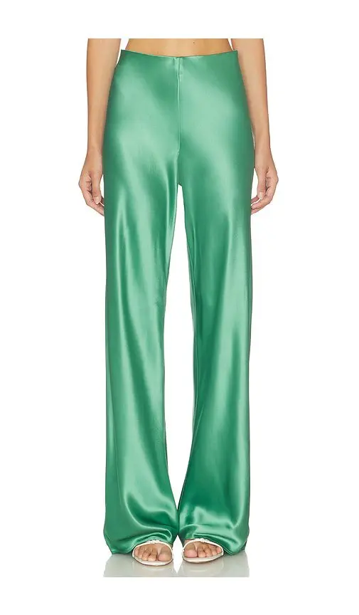 Cami Nyc Bristol Mid Rise Satin Trouser - Green