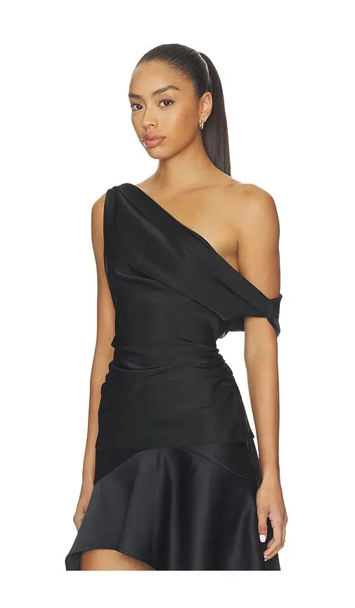 Lioness Asymmetrical Draped Satin Top