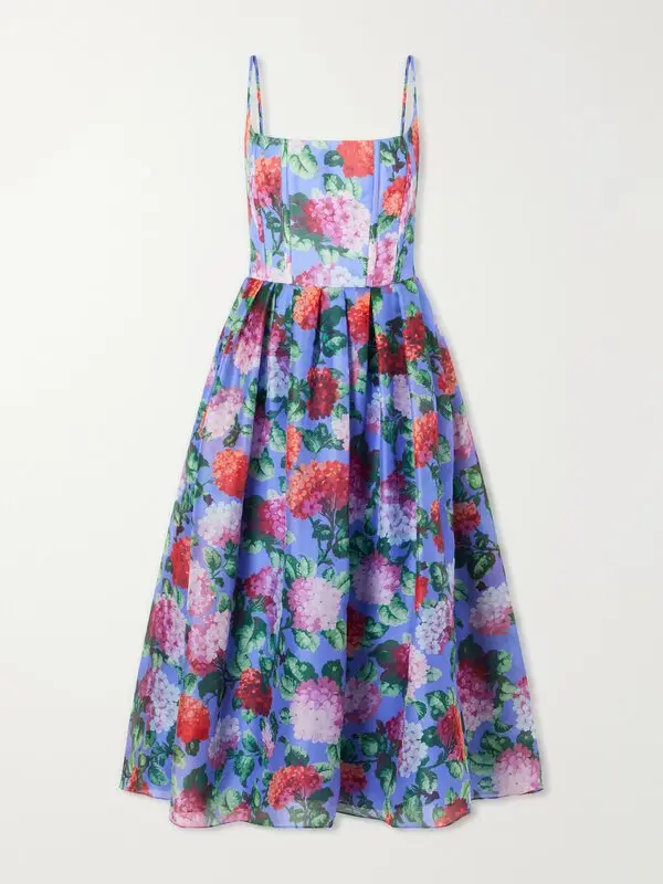 Carolina Herrera Floral-print Silk-crepe Midi Dress - Multi