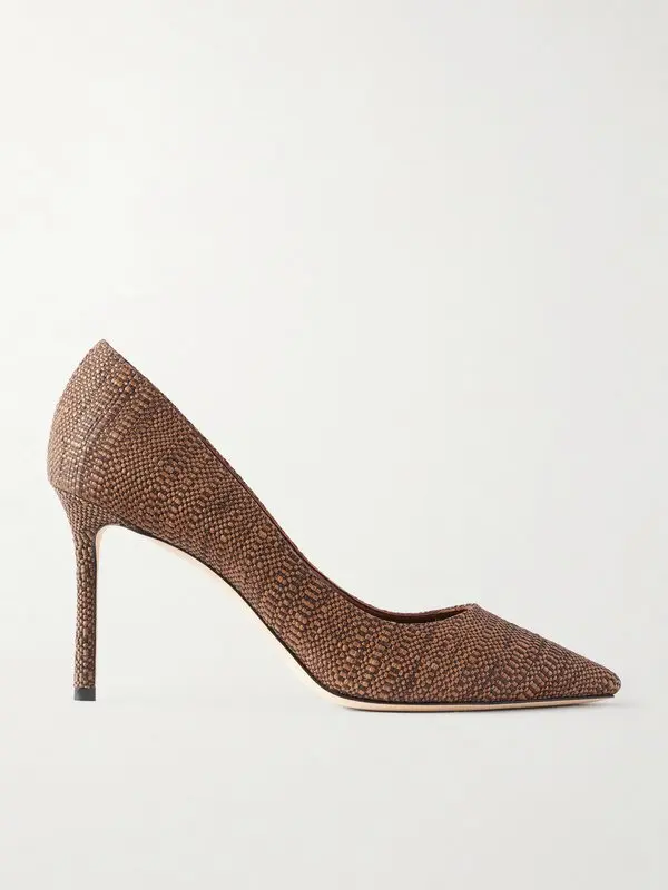 JIMMY CHOO Romy 85 Raffia Pumps - Brown