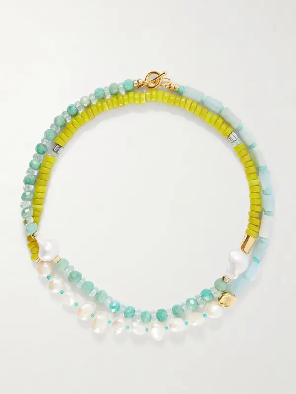 LIZZIE FORTUNATO Cabana Gold-plated -stone, Glass And Pearl Beaded Necklace - Multi