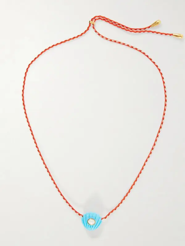 LIZZIE FORTUNATO Gold-plated Resin, Turquoise And Cord Necklace - Multi