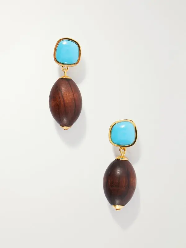 LIZZIE FORTUNATO Olea Gold-plated Resin And Wood Earrings - Multi