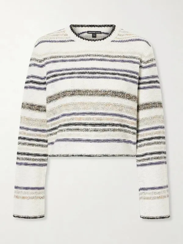 JAMES PERSE Striped Knitted Cotton-blend Sweater