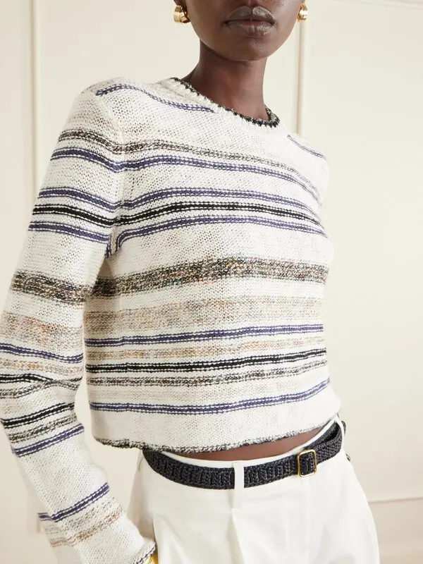 JAMES PERSE Striped Knitted Cotton-blend Sweater