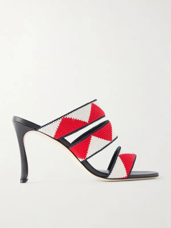 Manolo Blahnik Capro 90 Woven Heeled Sandals - Red