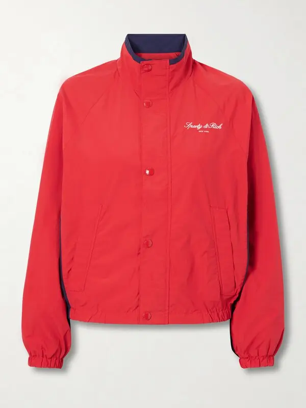SPORTY & RICH Logo Embroidered Shell Jacket
