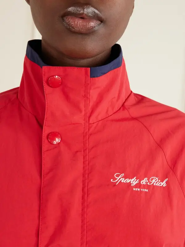 SPORTY & RICH Logo Embroidered Shell Jacket