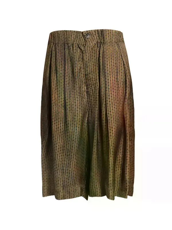 UMA WANG Geometric Print Pleated Wide Leg Shorts