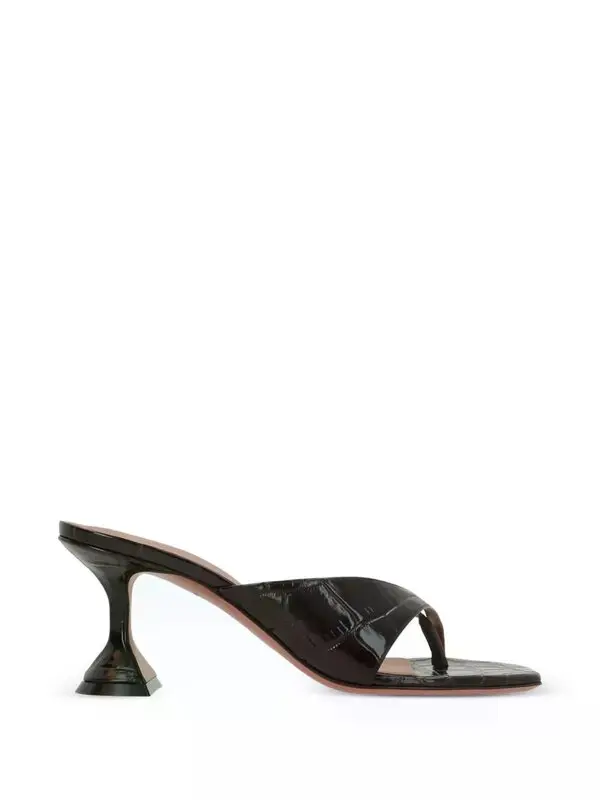 Amina Muaddi Shiona Croc-effect Leather Sandals - Brown