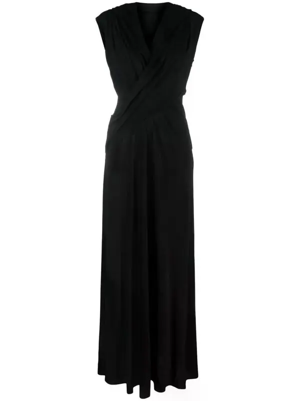Alberta Ferretti Sleeveless V-neck Maxi Dress - Black