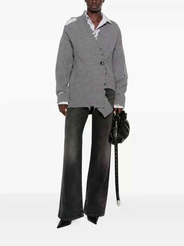 HAIKURE Distressed Ribbed Cardigan