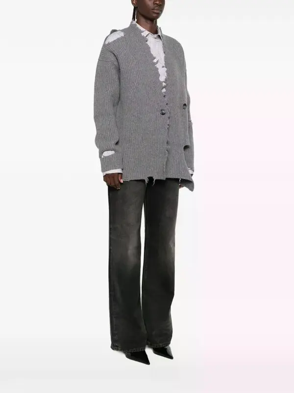 HAIKURE Distressed Ribbed Cardigan
