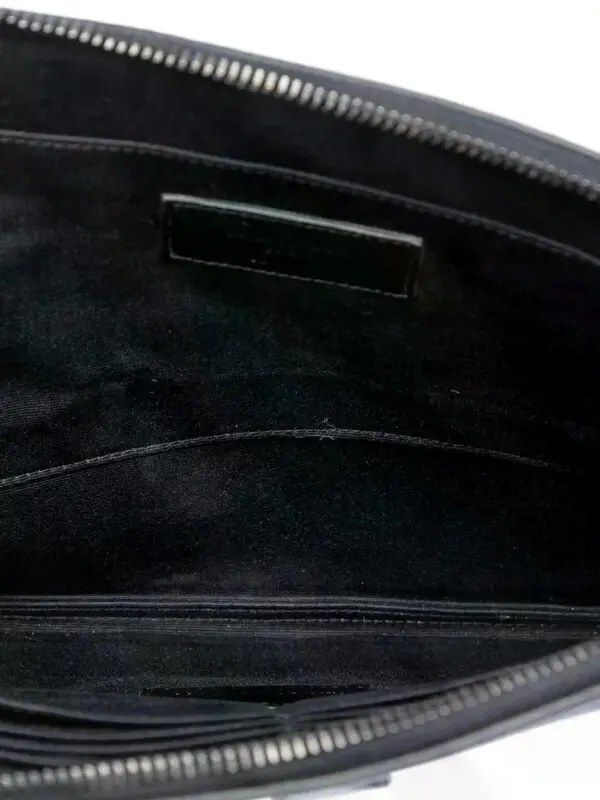 Saint Laurent Croc Embossed Leather Monogram Document Holder Clutch Bag