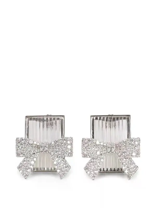 YVMIN Crystal Bow Earrings - Silver