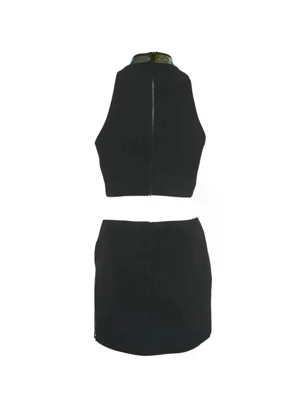 David Koma Hologram Vinyl Trim Skirt Set