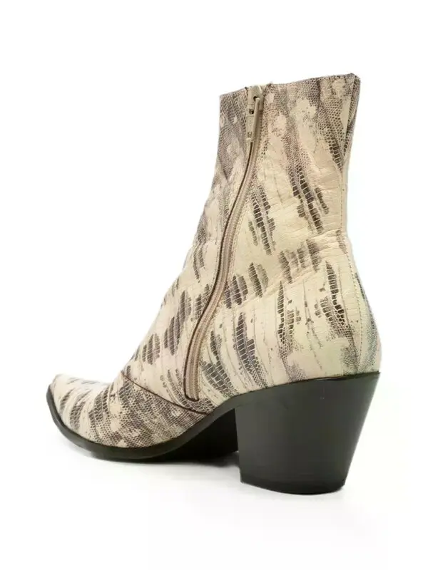 Miu Miu 2000s Snakeskin-effect Point-toe Ankle Boots - Neutrals