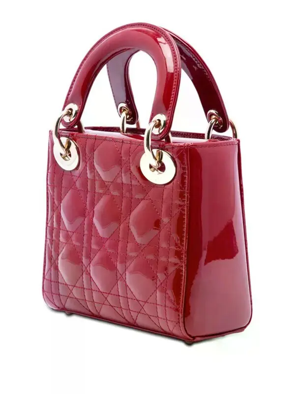 Dior Patent Cannage Lady Satchel - Red