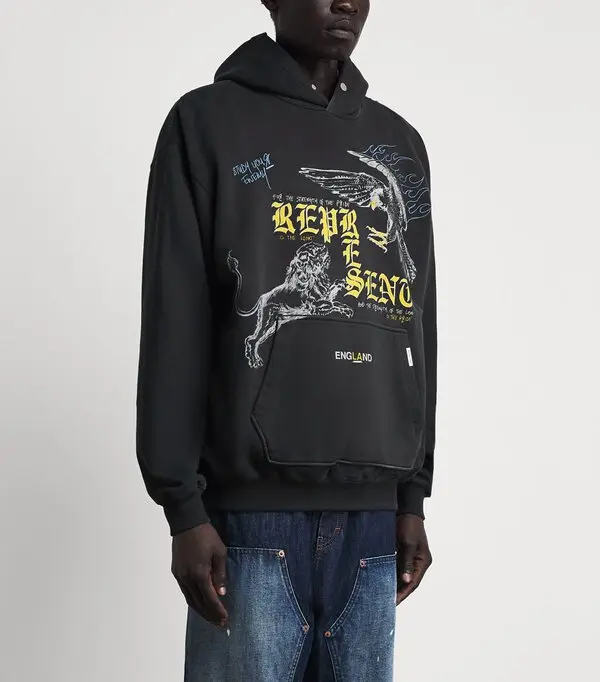 REPRESENT Cotton Graphic Hoodie - Black
