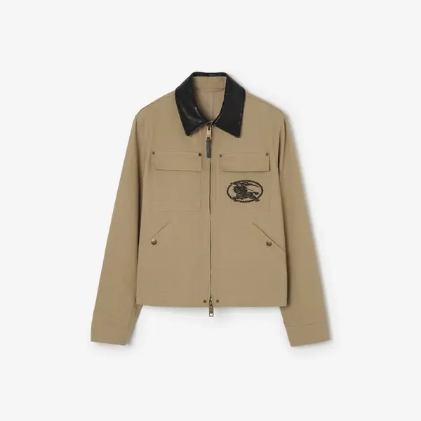 Burberry Leather Collar Cotton Workwear Jacket