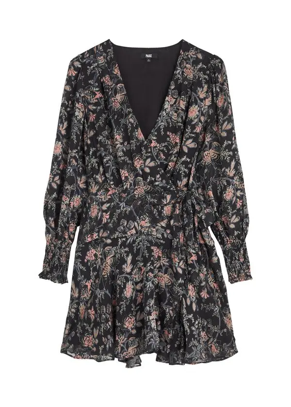 Paige Audriana Floral-appliqué Mesh Wrap Mini Dress - Multicoloured
