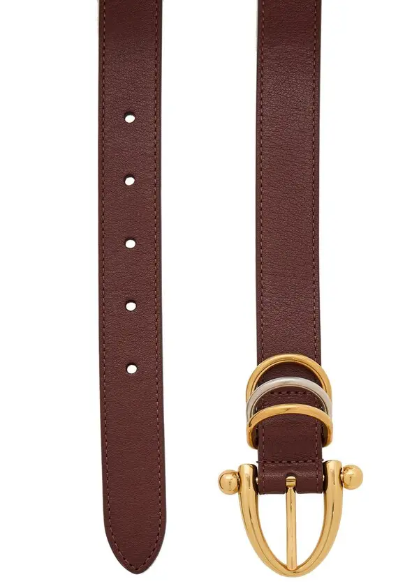 Chloé Leather Belt With Two-tone Embellishments - Dark Brown