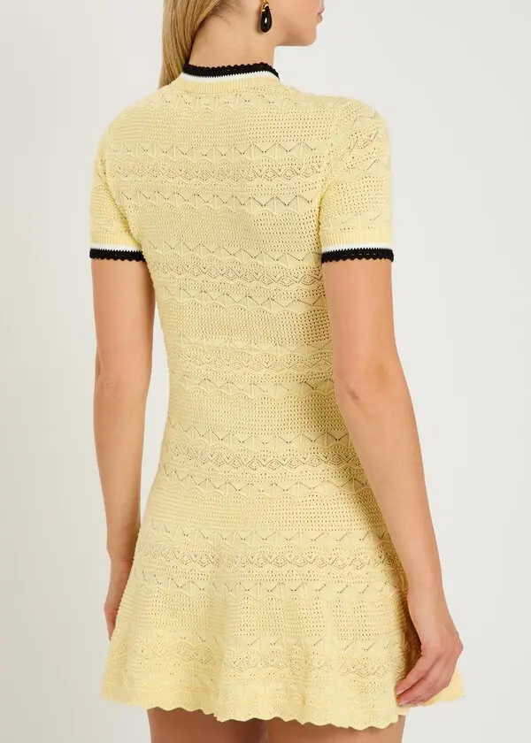 SELF-PORTRAIT Pointelle Knit Mini Dress