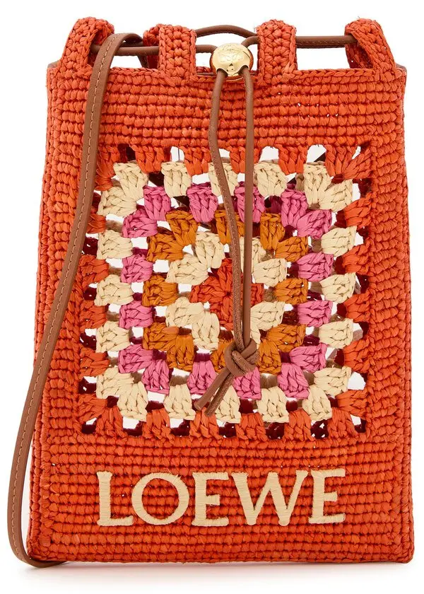 Loewe X Paula's Ibiza Raffia Cross-body Pouch - Orange