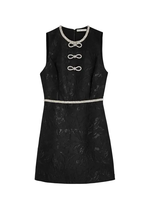 Alice + Olivia Embellished Jacquard Mini Dress - Black