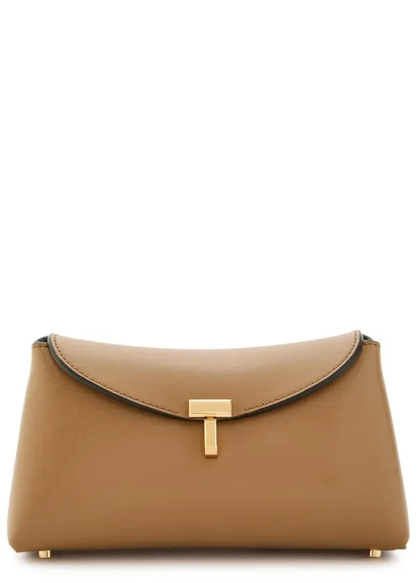 TOTEME T-lock Mini Leather Clutch - Camel