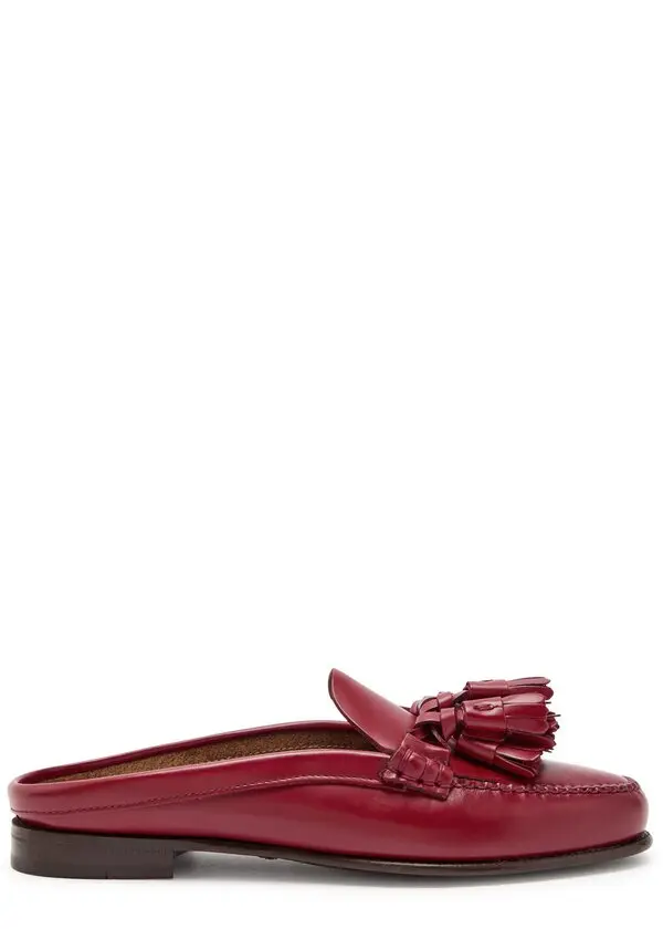 Hereu Tasselled Leather Mule Loafers - Red