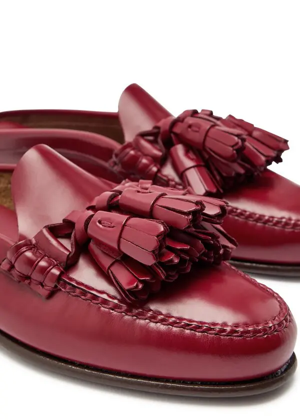 Hereu Tasselled Leather Mule Loafers - Red