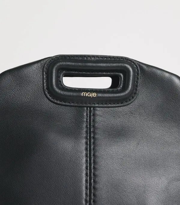 Maje Mini Leather Top-handle Bag With Fringe Detailing - Black