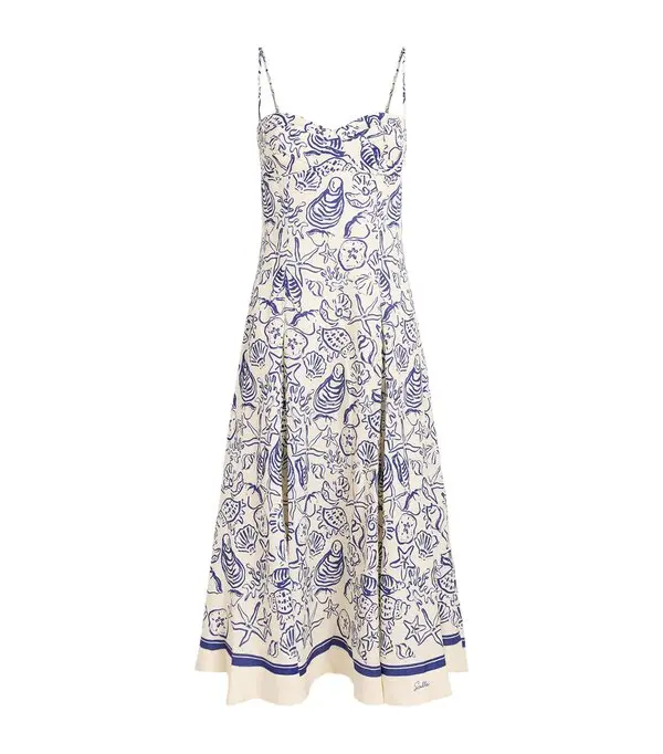 Simkhai Analise Linen-blend Midi Dress - Blue