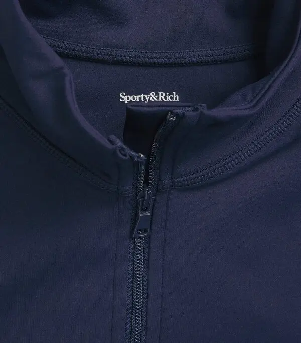 SPORTY & RICH Signature Logo Quarter-zip Jacket - Navy
