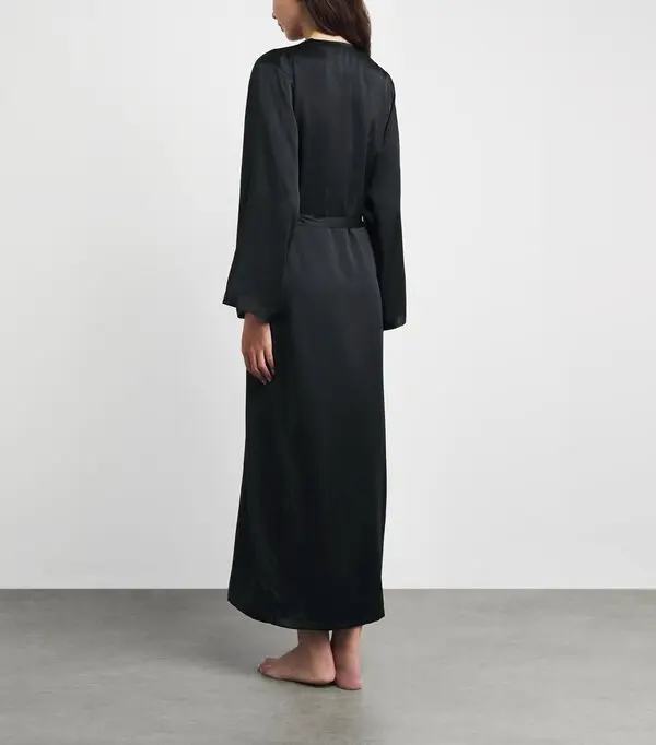 MARJOLAINE Silk Longline Tracy Robe - Black