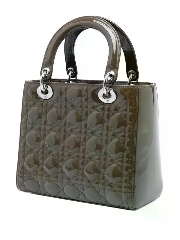 Dior Patent Cannage Lady Satchel - Brown