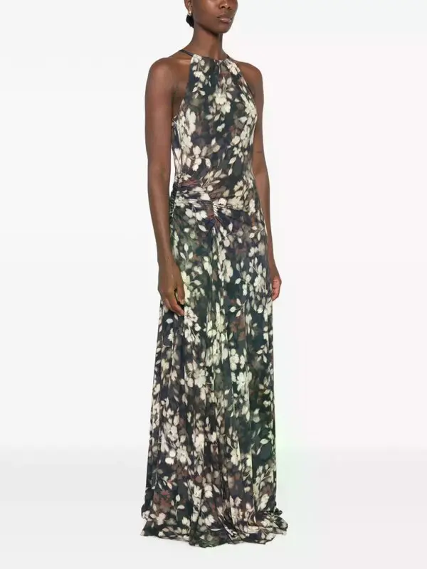 Simkhai Floral Print Ruched Maxi Dress