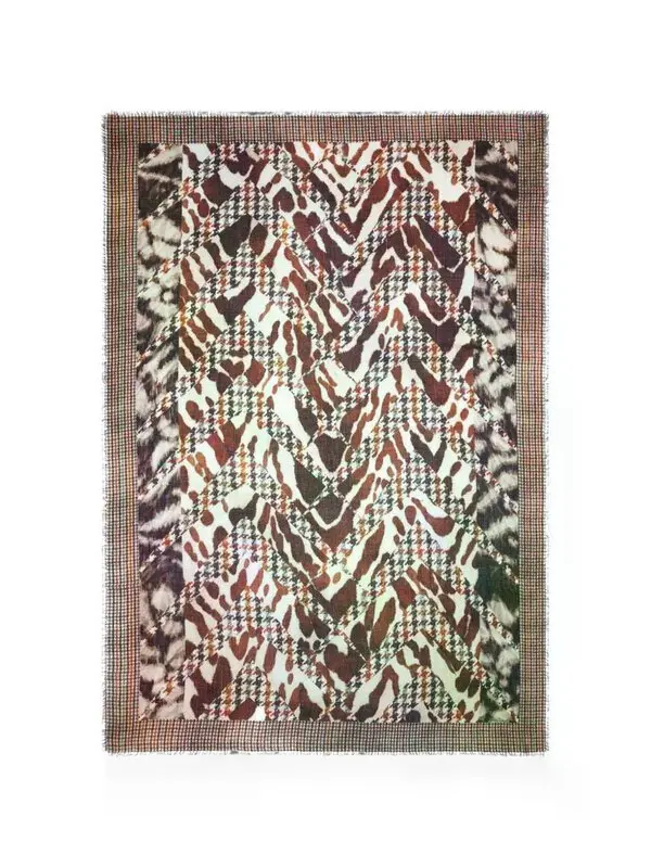 PIERRE-LOUIS MASCIA Printed Frayed-edge Scarf - Neutrals