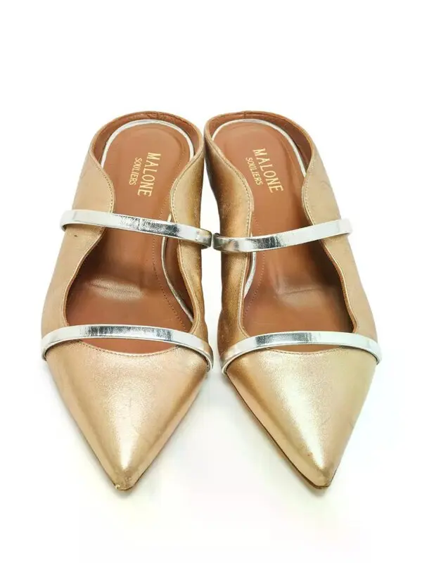 MALONE SOULIERS Maureen Pointed Mules In Metallic Leather - Gold