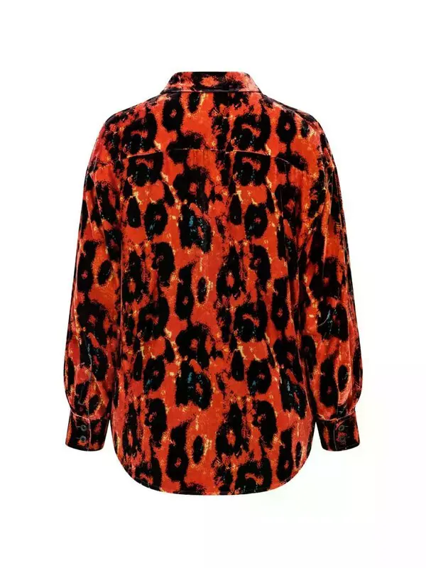R13 Leopard Print Velvet Finish Shirt
