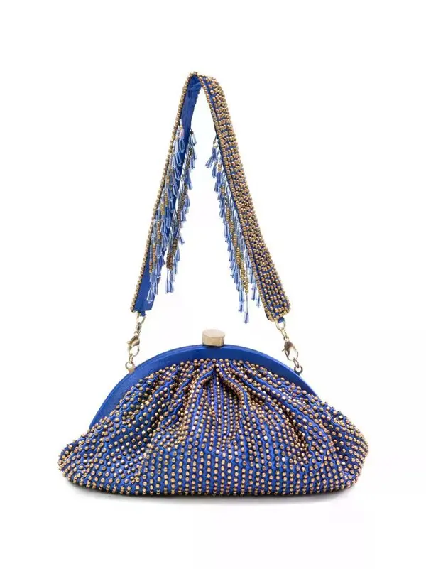 SLO_HAND_MADE Top-handle Clutch Bag With Bead Embellishment - Blue