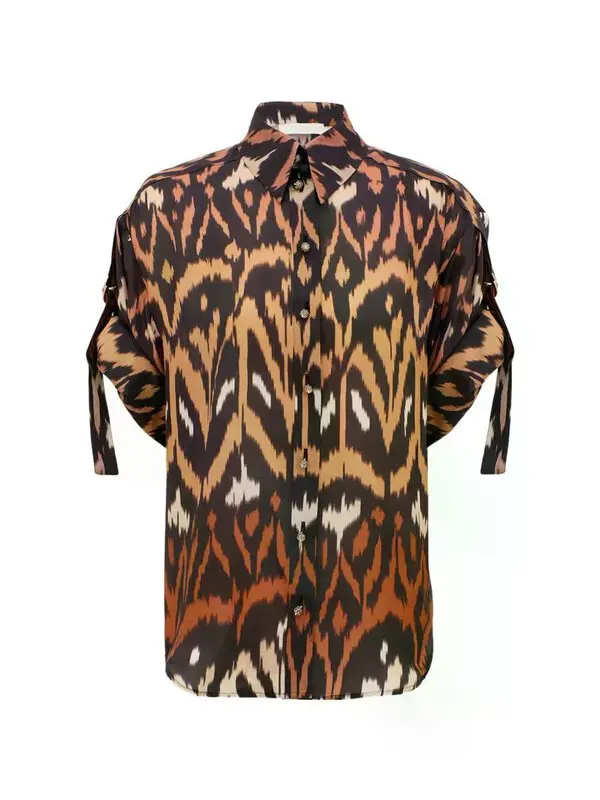 Zimmermann Aster Ikat-print Silk Shirt - Black