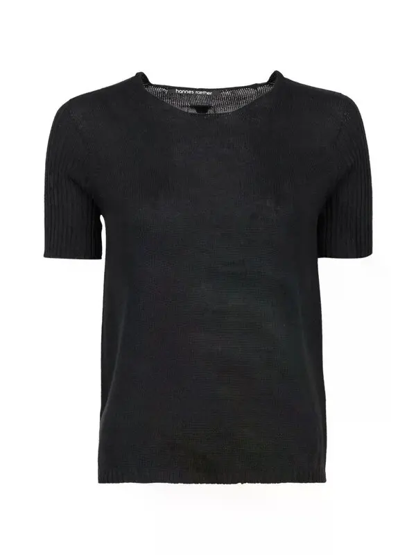 HANNES ROETHER Ribbed-knit Short-sleeve T-shirt - Black